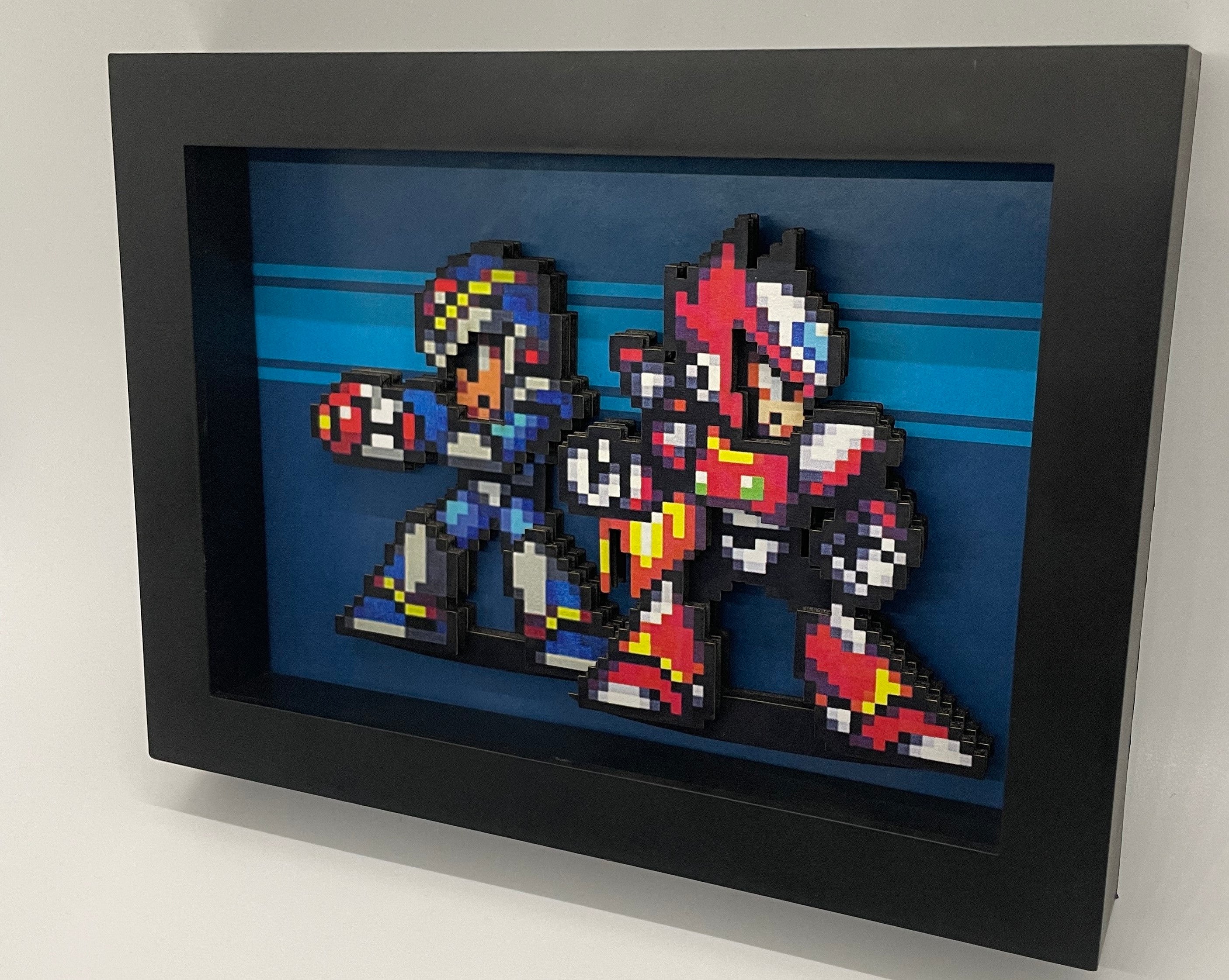 Mega Man X 3D 5x7 Shadow Box! SNES Zero and Mega Man – Cre8-Bit Designs